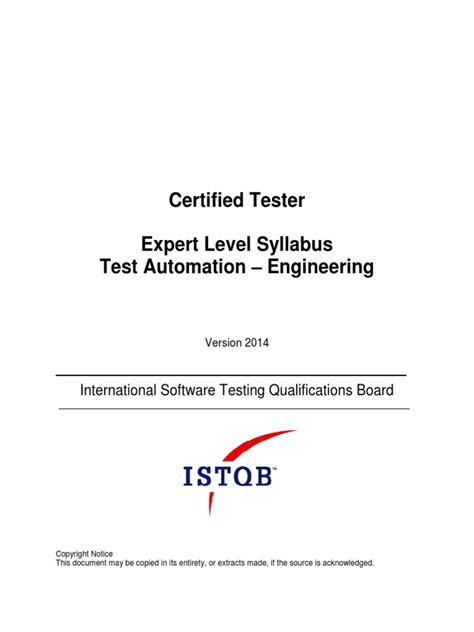 Sylabus Istqb Expert Level Test Automation Engineering Pdf