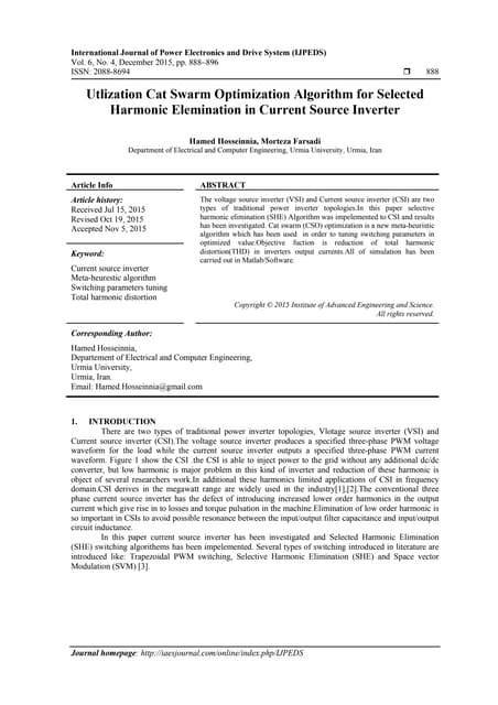 Bio Inspired Techniques Cat Swarm Optimization Pptx