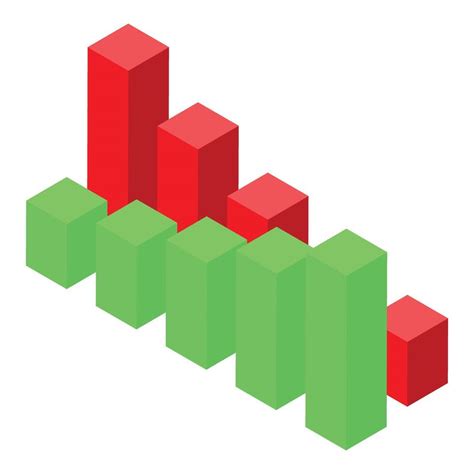 Isometric Bar Chart Showing Decreasing Trend With Red And Green Bars Vector Art At Vecteezy