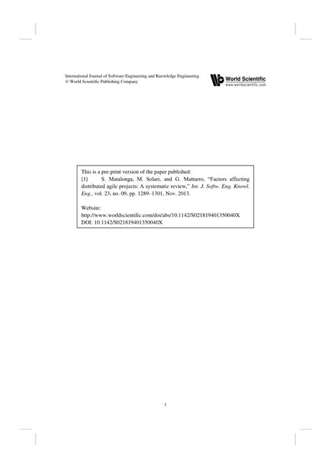 Pdf Factors Affecting Distributed Agile Projects A Systematic Review