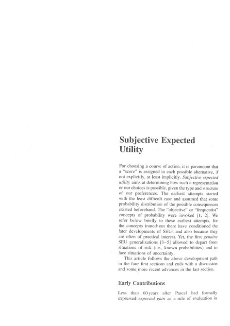 Pdf Subjective Expected Utility
