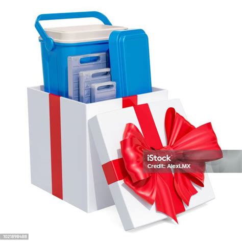 선물 상자 안에 휴대용 멋진 상자 선물 개념 흰색 배경에 고립 된 3 차원 렌더링 냉장 박스에 대한 스톡 사진 및 기타 이미지 냉장 박스 상 선물 Istock