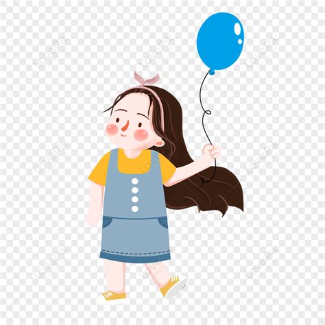 풍선을 들고 소녀 Png 일러스트 무료 다운로드 Lovepik