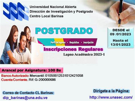 Inscripciones Estudios Regulares Postgrado Lapso 2023 1 Universidad