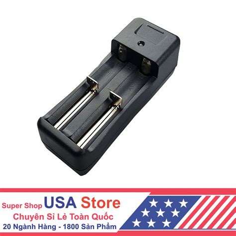 Nguồn Sạc Pin Đôi Pin Li Ion 3 7v 18650 14500 16340 Loại 2 Viên Cắm Điện Siêu Thị