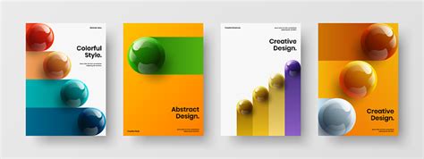여러 가지 빛깔의 회사 커버 벡터 디자인 템플릿 구성 원래 3d 공 플래카드 레이아웃 번들 A4 용지에 대한 스톡 벡터 아트 및 기타 이미지 Istock