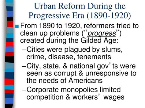 Ppt Urban Reform During The Progressive Era 1890 1920 Powerpoint