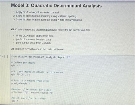 Solved Model 3 Quadratic Discriminant Analysis 1 Apply Qda