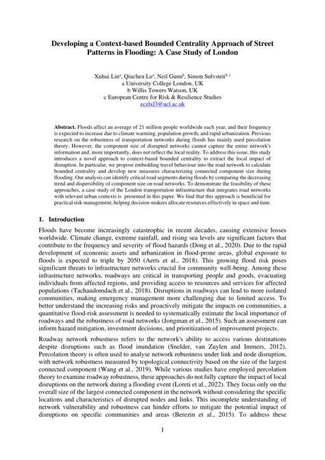 Pdf Developing A Context Based Bounded Centrality Approach Of Street Patterns In Flooding A