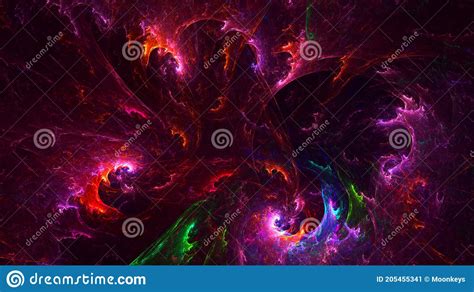 3d Rendering Abstract Multicolor Fractal Light Background Stock Illustration Illustration Of