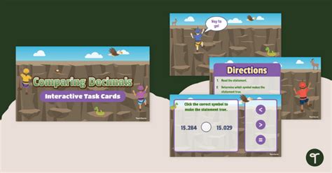 Ordering And Comparing Decimals Year Task Cards Teach Starter