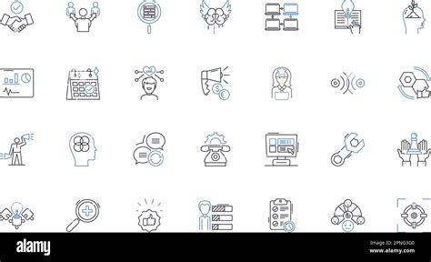 Collaborative Effort Line Icons Collection Synergy Partnership Collaboration Teamwork Unity