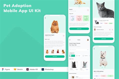 宠物领养手机APP UI KIT SKETCH FIG XD PSD 云瑞设计