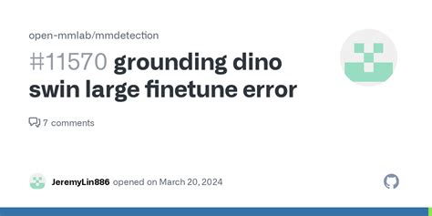 Grounding Dino Swin Large Finetune Error · Issue 11570 · Open Mmlab