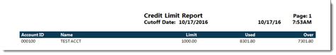 Credit Limit Report