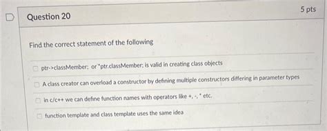 Solved Find The Correct Statement Of The Following Ptr