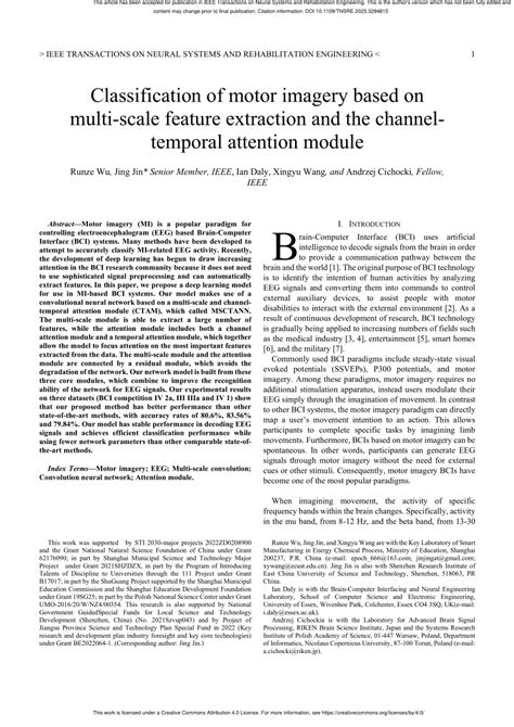 PDF Classification Of Motor Imagery Based On Multi Scale Feature