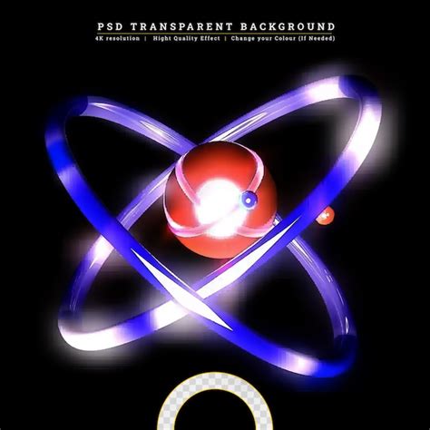 Premium Psd Metal Structure Of Atom On A Black Background