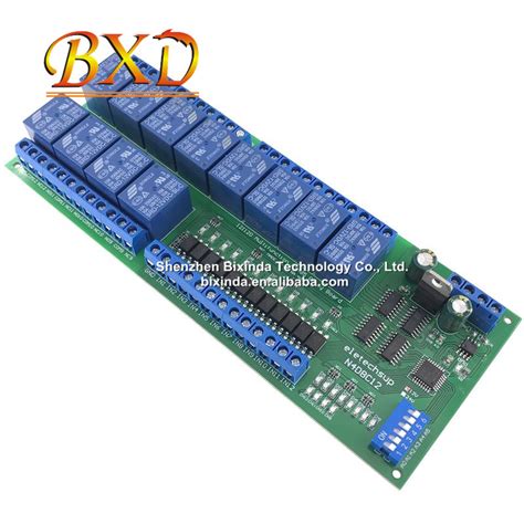 12ch digital input output uart rs485 relay module modbus rtu din35 c45