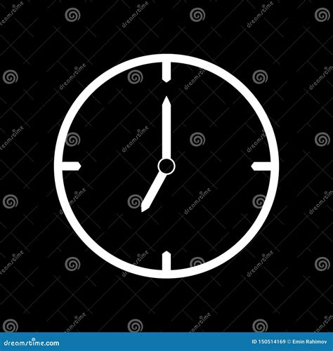 White Thin Line Clock Icon 7 O`clock Vector Illustration Stock Illustration Illustration Of
