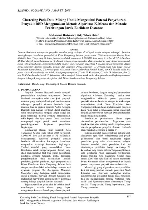 pdf clustering pada data mining untuk mengetahui potensi penyebaran penyakit dbd menggunakan
