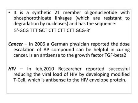 Antisense Rna Technology Pptx Chemistry Science