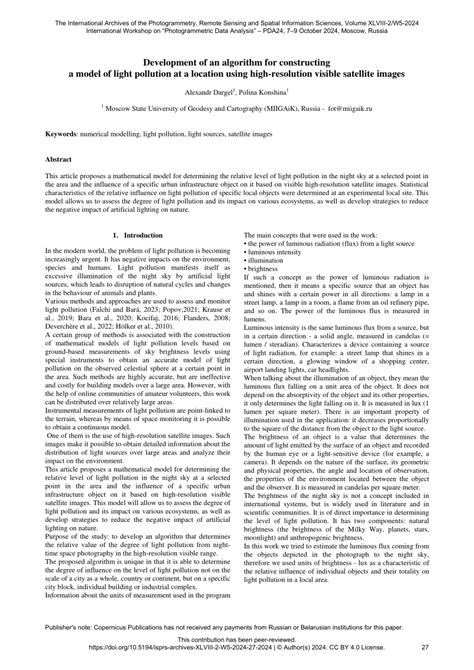 Pdf Development Of An Algorithm For Constructing A Model Of Light