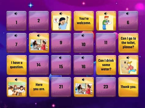 Classroom Language Memory Game Matching Pairs