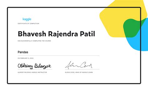 Bhavesh Rajendra Patil Completed The Pandas Course On Kaggle