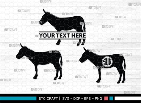 Donkey Monogram Donkey Silhouette Donkey Svg Ass Svg Farm Animal