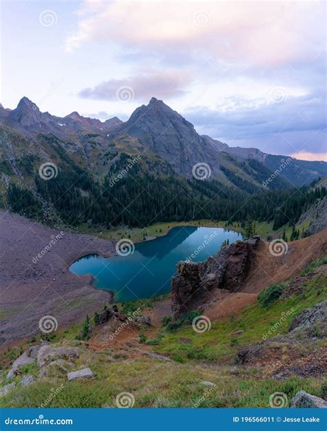 Backpacking Around Blue Lakes In Colorado`s San Juan Mountains Stock