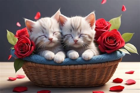 Premium Photo A Couple Kittens Sleeping In A Cute Pose In A Cozy