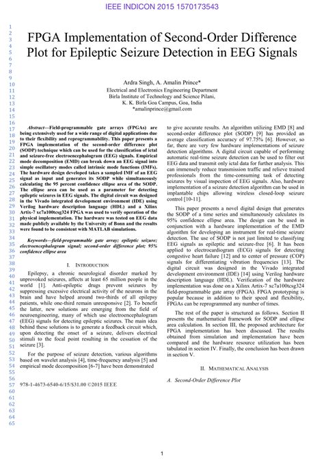 pdf fpga implementation of second order difference plot for epileptic seizure detection in eeg