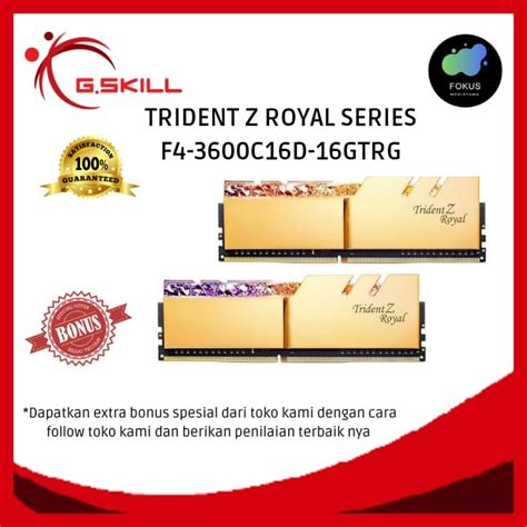 Jual Gskill Memory F4 3600c16d 16gtrg Trident Z Royal Ddr4 3600mhz 2x8gb Shopee Indonesia