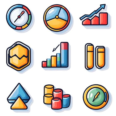 A Set Of Analysis Icons Featuring Symbols Like Data Charts Bar Graphs And Line Graphs Includes
