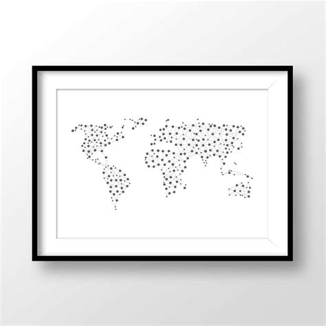 World Map Dots Minimalist Modern Art Easy Digital Download