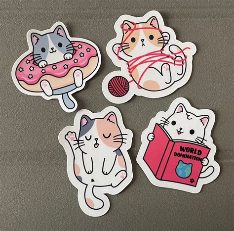 Cute Kawaii Cat Sticker Pack Waterproof Fun Stickers Stickers
