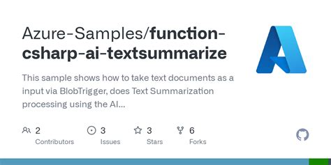 GitHub Azure Samples Function Csharp Ai Textsummarize This Sample