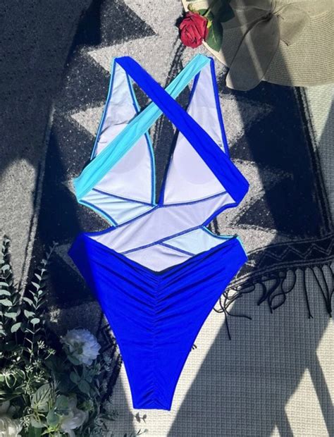 Bikini Una Pieza Azul 2 Tonos En Maracay
