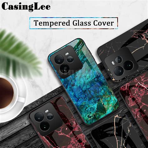 For Realme Gt7 Pro Case Fashion Marble Tempered Glass Protector Soft