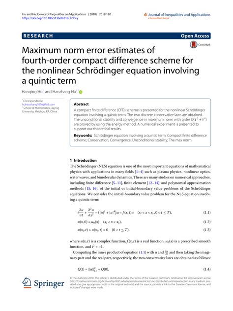 Pdf Maximum Norm Error Estimates Of Fourth Order Compact Difference Scheme For The Nonlinear