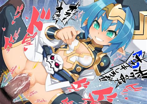Rule 34 Bangs Belt Buckle Black Legwear Blue Hair Blush Bottomless