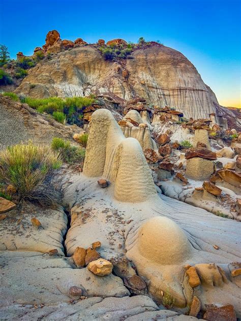 Kinney Coulee Trail At Dusk Makoshika State Park Stock Image Image
