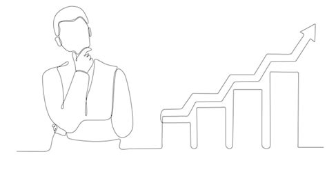 연속 선 그리기 생각 남자와 비즈니스 차트 프리미엄 벡터
