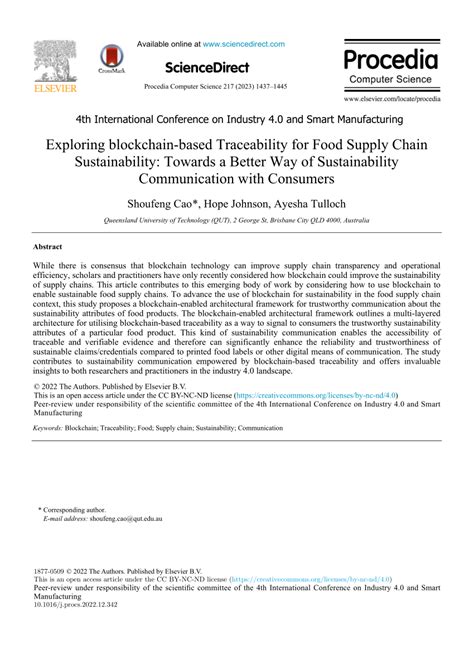 Pdf Exploring Blockchain Based Traceability For Food Supply Chain