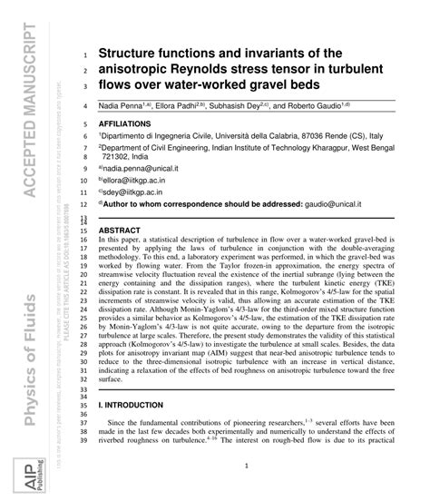 Pdf Structure Functions And Invariants Of The Anisotropic Reynolds Stress Tensor In Turbulent