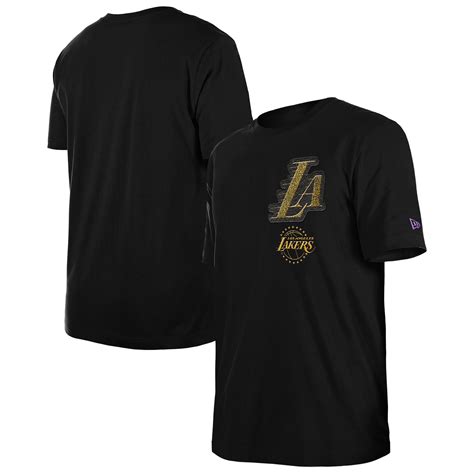 Mens New Era Black Los Angeles Lakers 202425 City Edition Chenille Heavyweight T Shirt