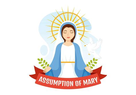 Assumption Of Mary Vector Illustration With Feast Of The Blessed Virgin