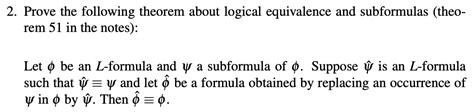 Solved Prove The Following Theorem About Logical Equivalence