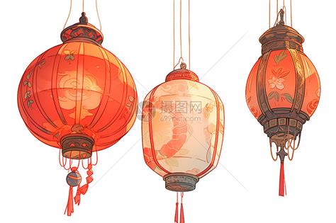 中国传统灯笼插画图片下载 正版图片601116847 摄图网
